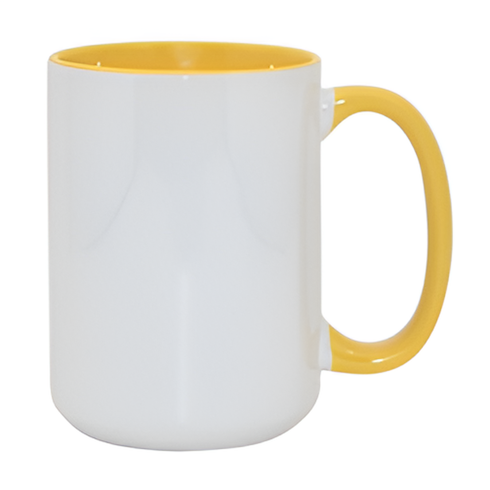 Mugs - 15oz - Inner and Handle Coloured - Yellow | Premium Dye ...