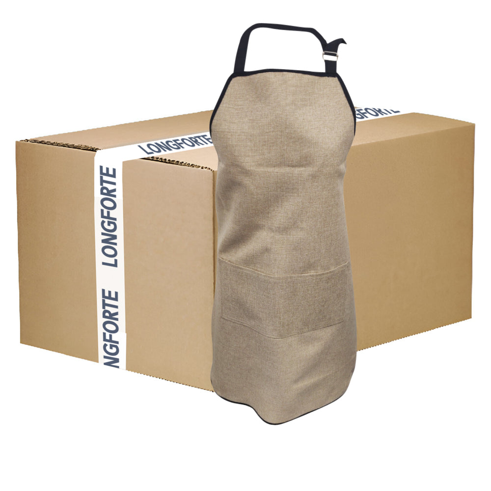 FULL CARTON - 30 x Black Border - FULL LENGTH Faux Burlap Adult Aprons ...