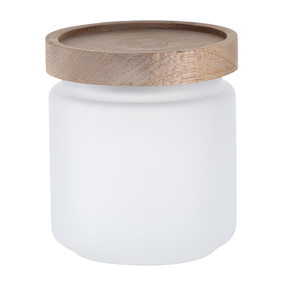 Storage Jars - Glass - 450ml Frosted Glass Jar with Wooden Lid | Blank ...
