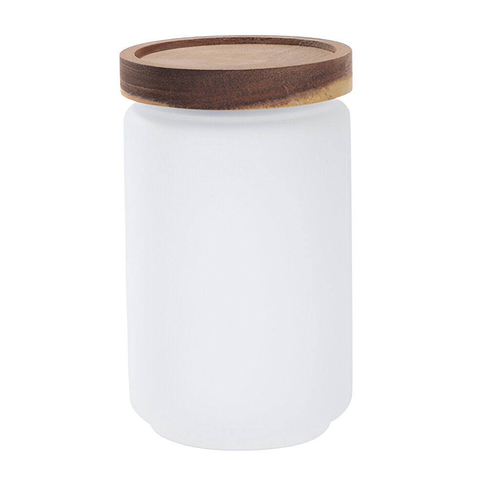 Storage Jars - Glass - 750ml Frosted Glass Jar with Wooden Lid ...