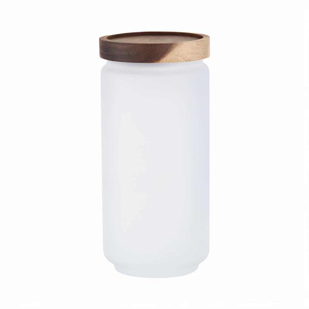Storage Jars - Glass - 950ml Frosted Glass Jar with Wooden Lid ...