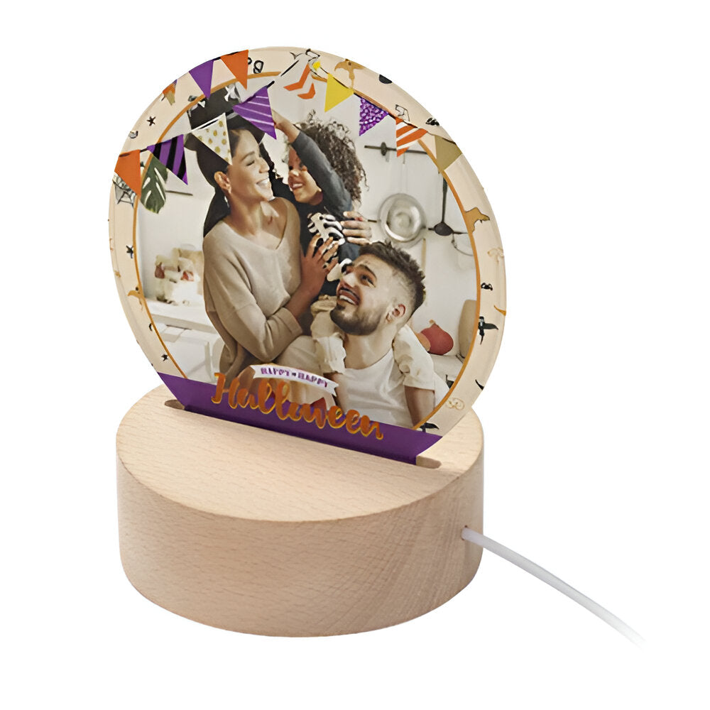 Lamp - Acrylic Photo Frame (12cm x 13cm) with LED Lamp - Round Base ...