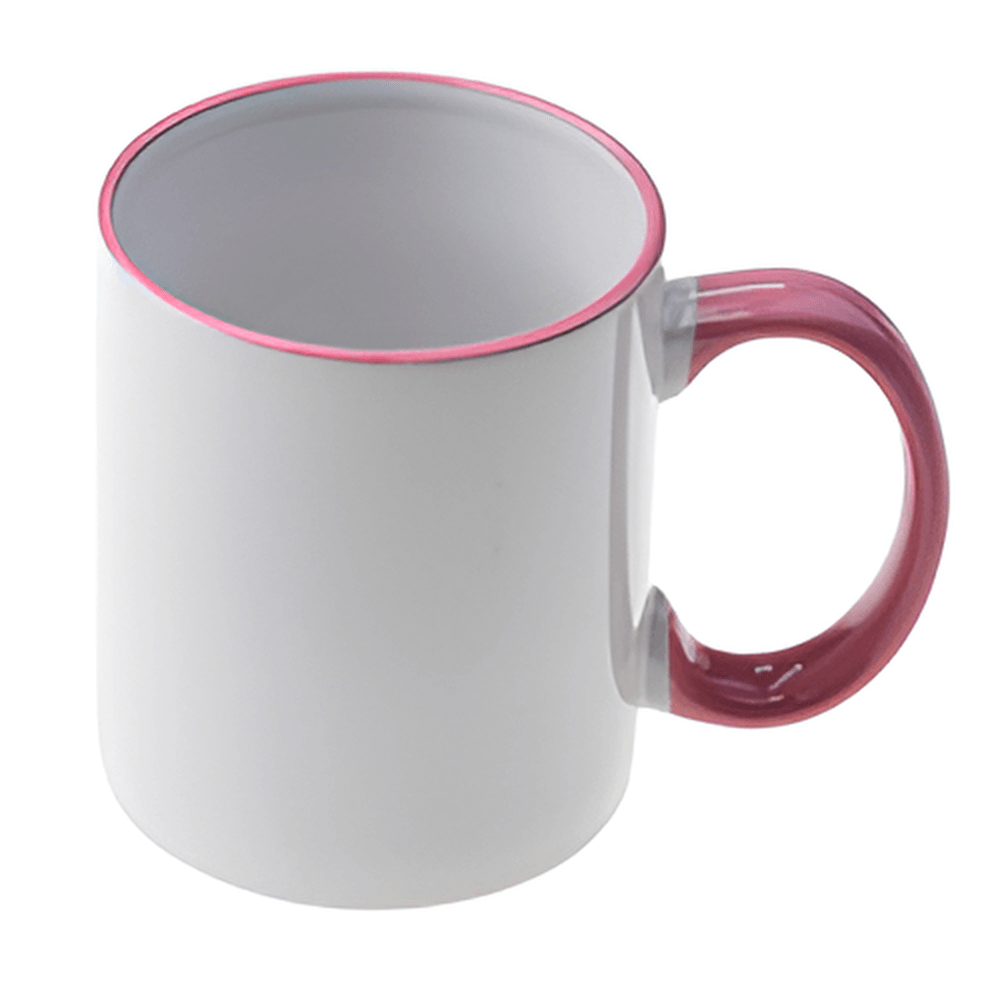 Mugs - 11oz - Rim and Handle Coloured - Pink | Longforte – Longforte ...