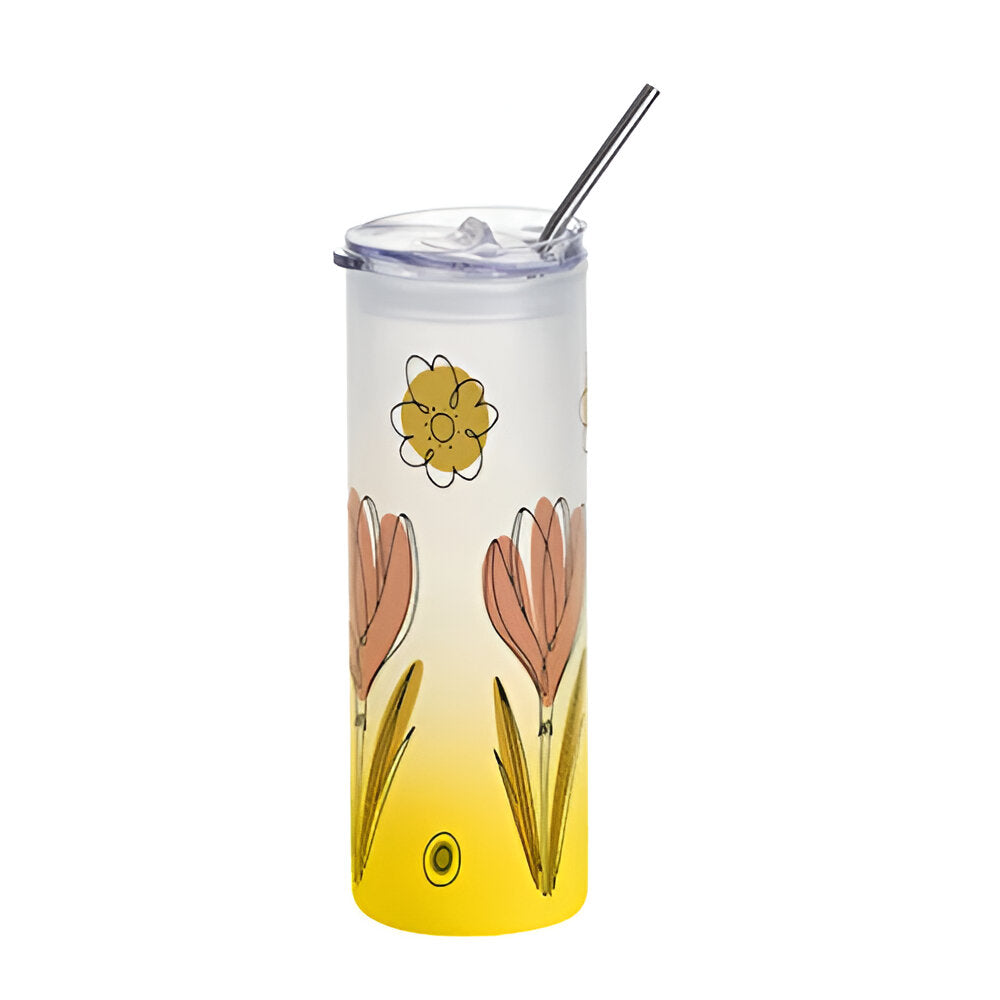Water Bottles - Glass - Skinny - Frosted (YELLOW) 750ml Tumbler with ...