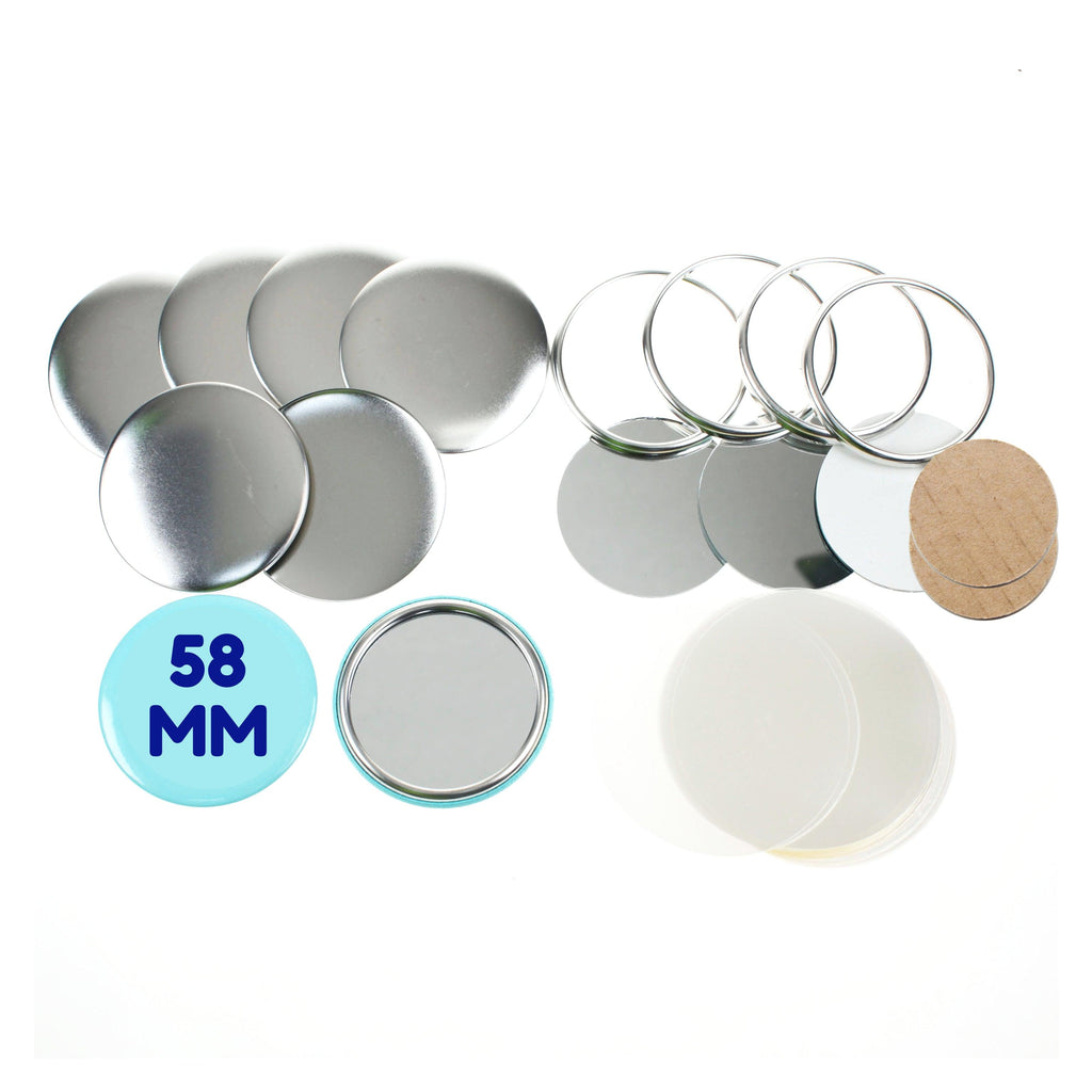 Pack of 100 Blank 58mm Round Button Badge Making Components with Mirror ...