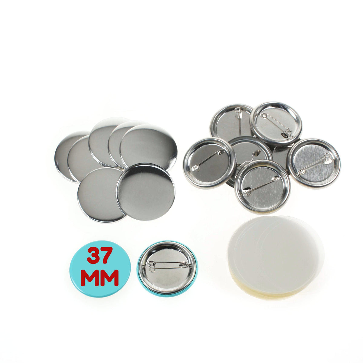 Pack of 100 Blank 37mm Button Badge Making Components with Pin ...